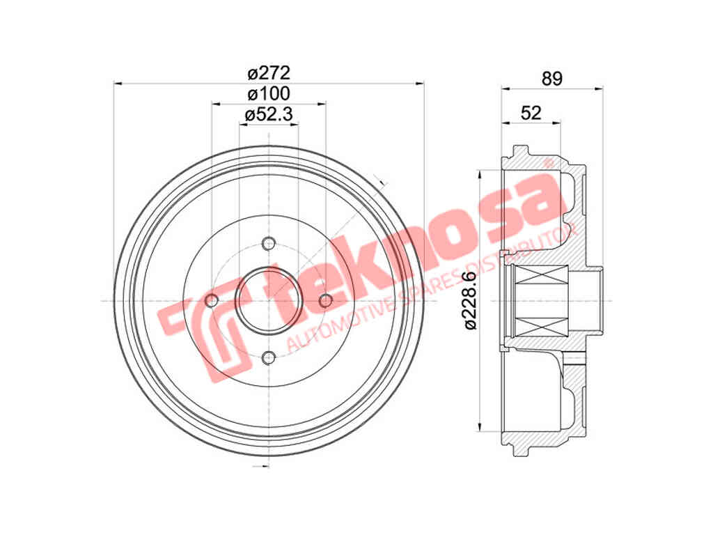 Brake Drum Nissan Np200 K9K K7M K4M 200 Drum R1147