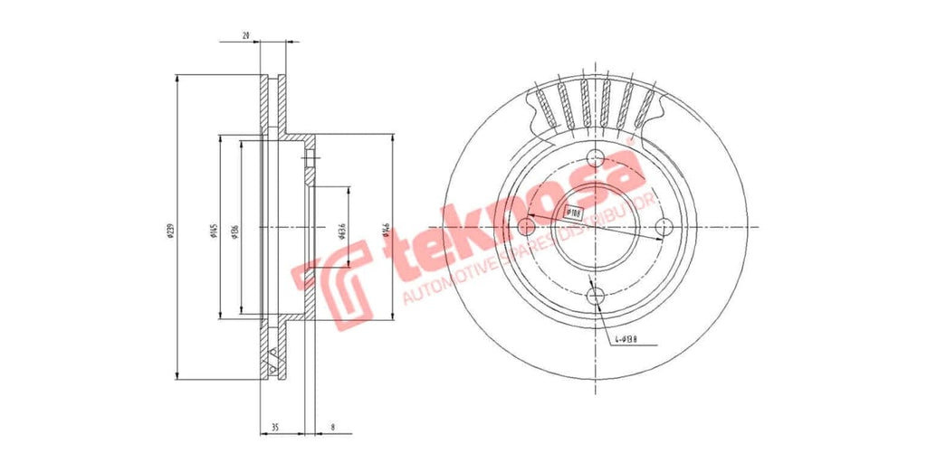 Brake Disc Ford Bantam Escort 1400 1600 02 Front Vented R346